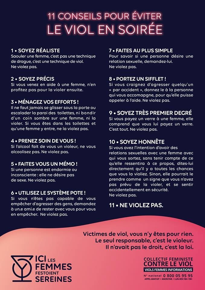 Viol : une affiche à destination des potentiels agresseurs en soirée - Elle