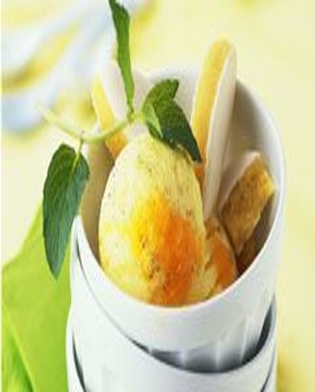 Glace aux calissons, coulis de melon pour 8 personnes - Recettes Elle à ...