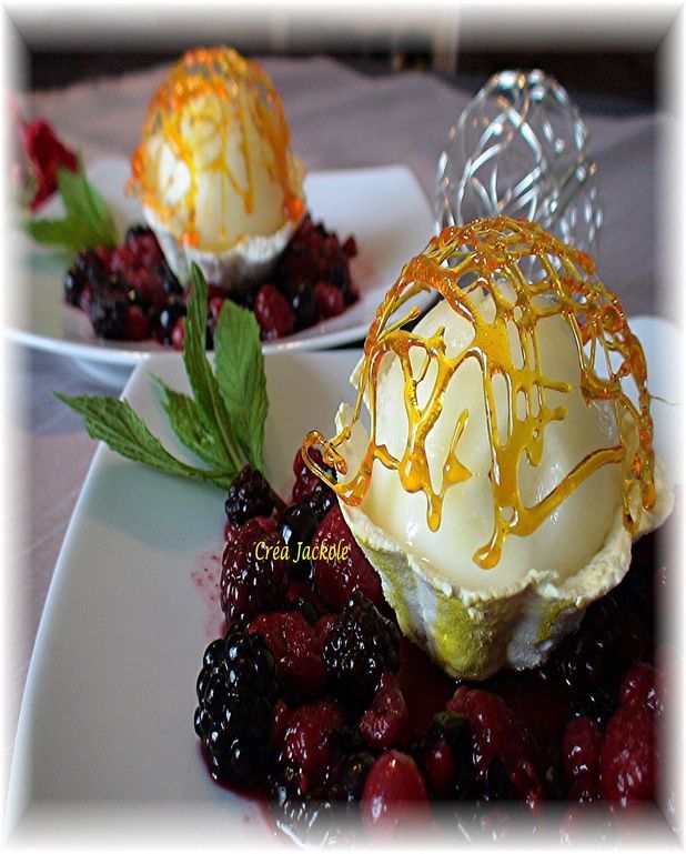 Sorbet citron, meringue, caramel et fruits rouges pour 2 personnes ...