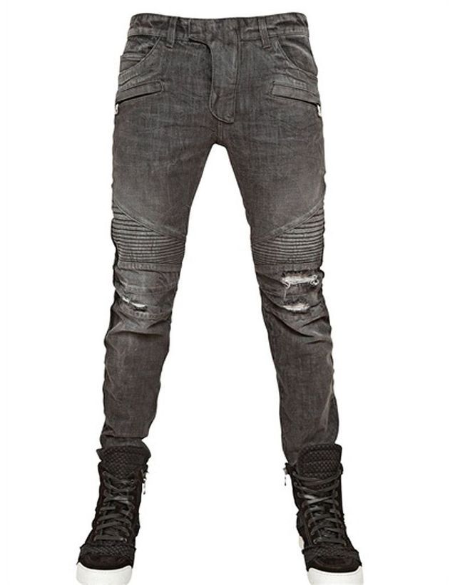 Balmain - le biker chic - Fifteen shades of grey jeans - Elle